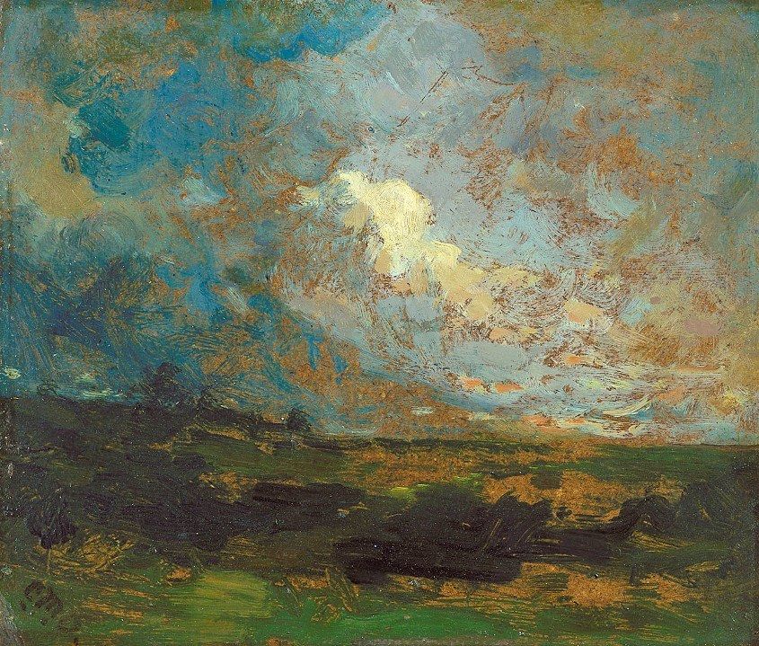 Edward Mitchell Bannister landscape with cows grazing near river 50% ...